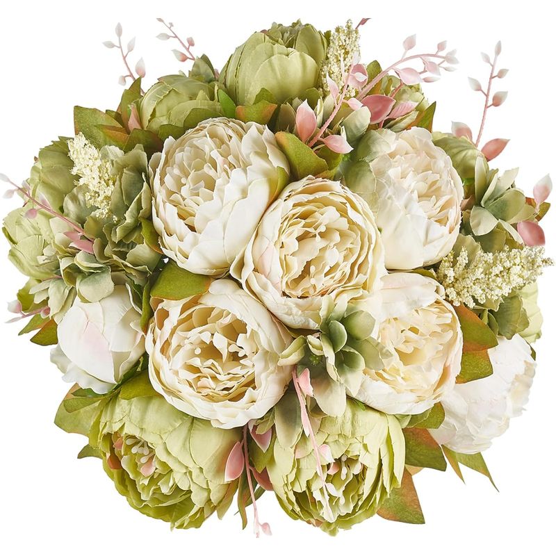 Mkono Peonies Artificial Flowers, 2 Packs 13 Stems Faux Peony Flowers ...