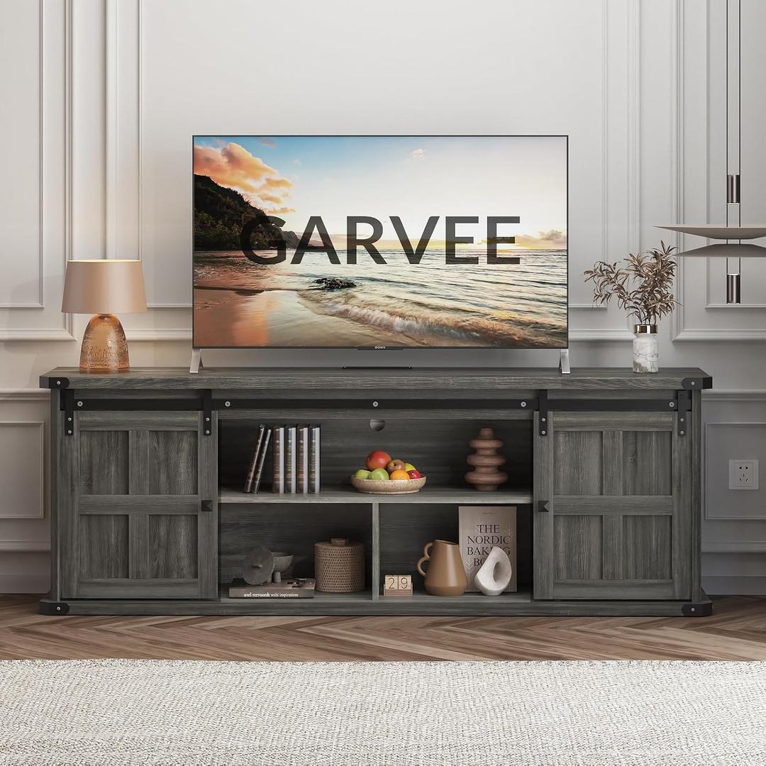 70 in TV Stand for 75 in TVs with Power Outlet, Farmhouse Entertainment ...