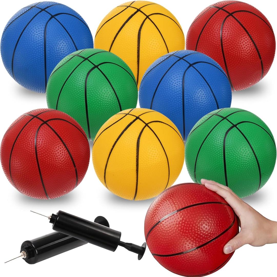8 Pack Mini Basketballs, 7" Small Pool Basketball with Pump, Inflatable ...