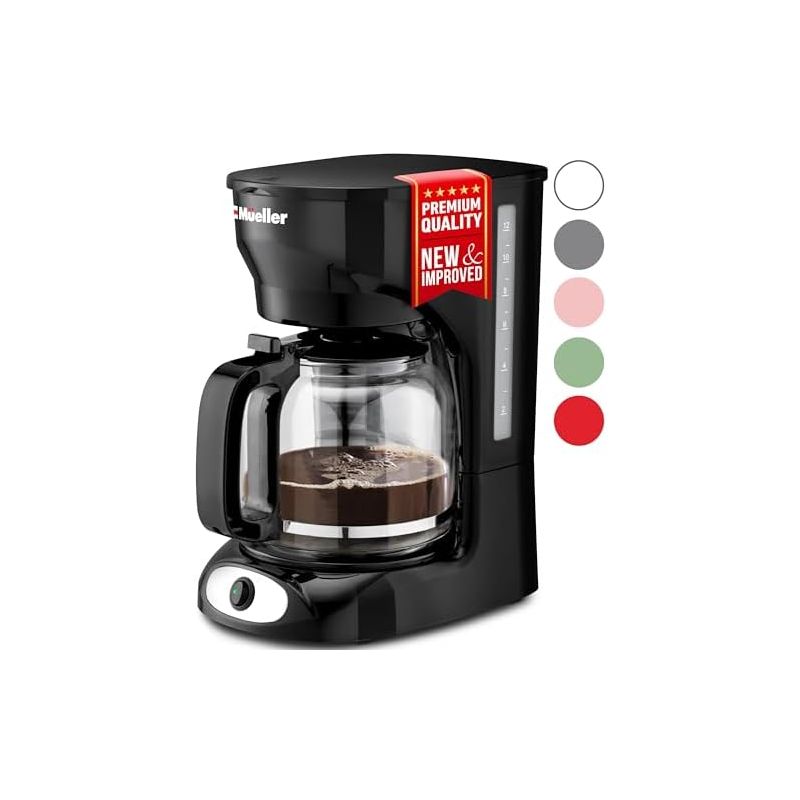 Mueller 12-Cup Drip Coffee Maker - Borosilicate Carafe, Auto-Off ...