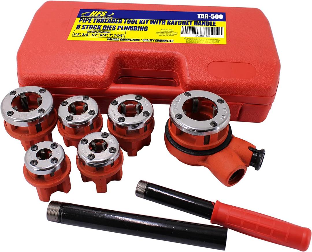 HFS(R Ratchet Pipe Threader Kit - Ratcheting Pipe Threading Tool Set ...
