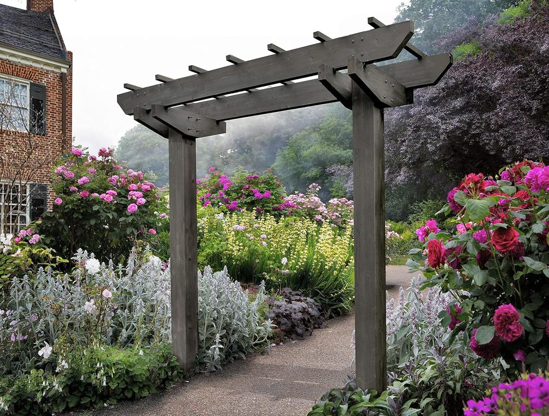 Vita Charcoal Gray Wildwood Cedar Arbor 72" W x 90" H, Garden Arch for ...