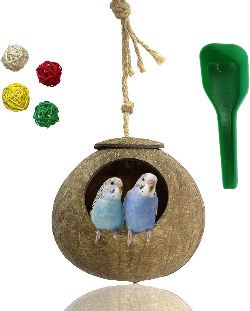 kathson Natural Coconut Shell Bird Nest,Hanging Coco Birds House ...