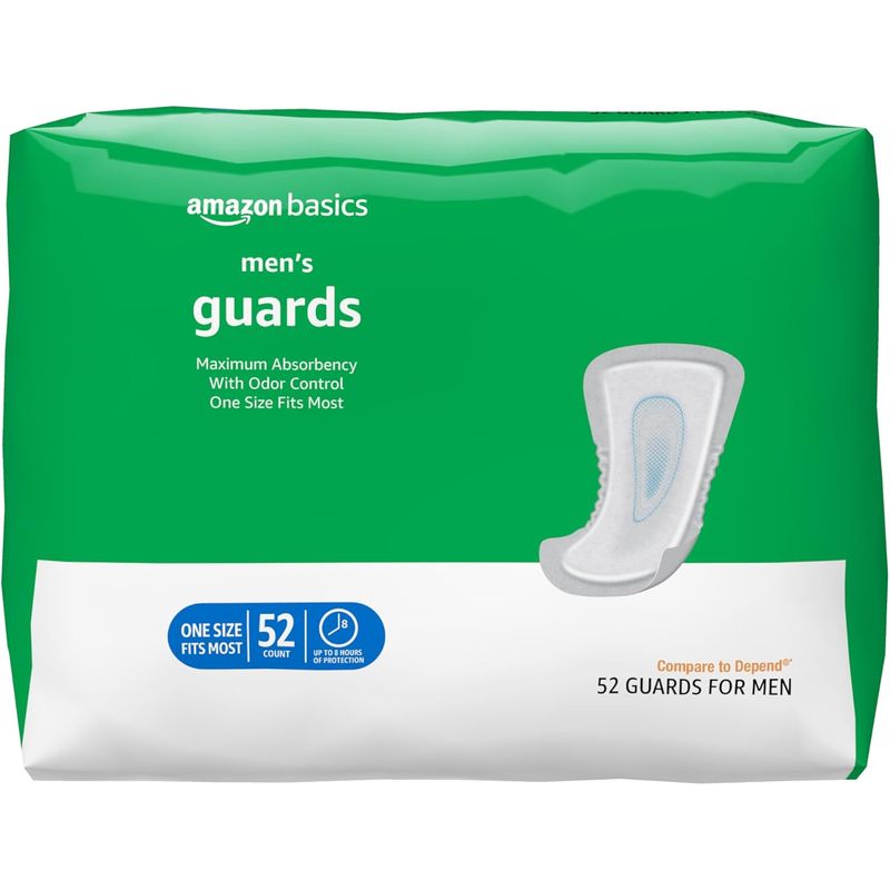 Amazon Basics Men's Incontinence Guards, Maximum Absorbency, 52 Count ...
