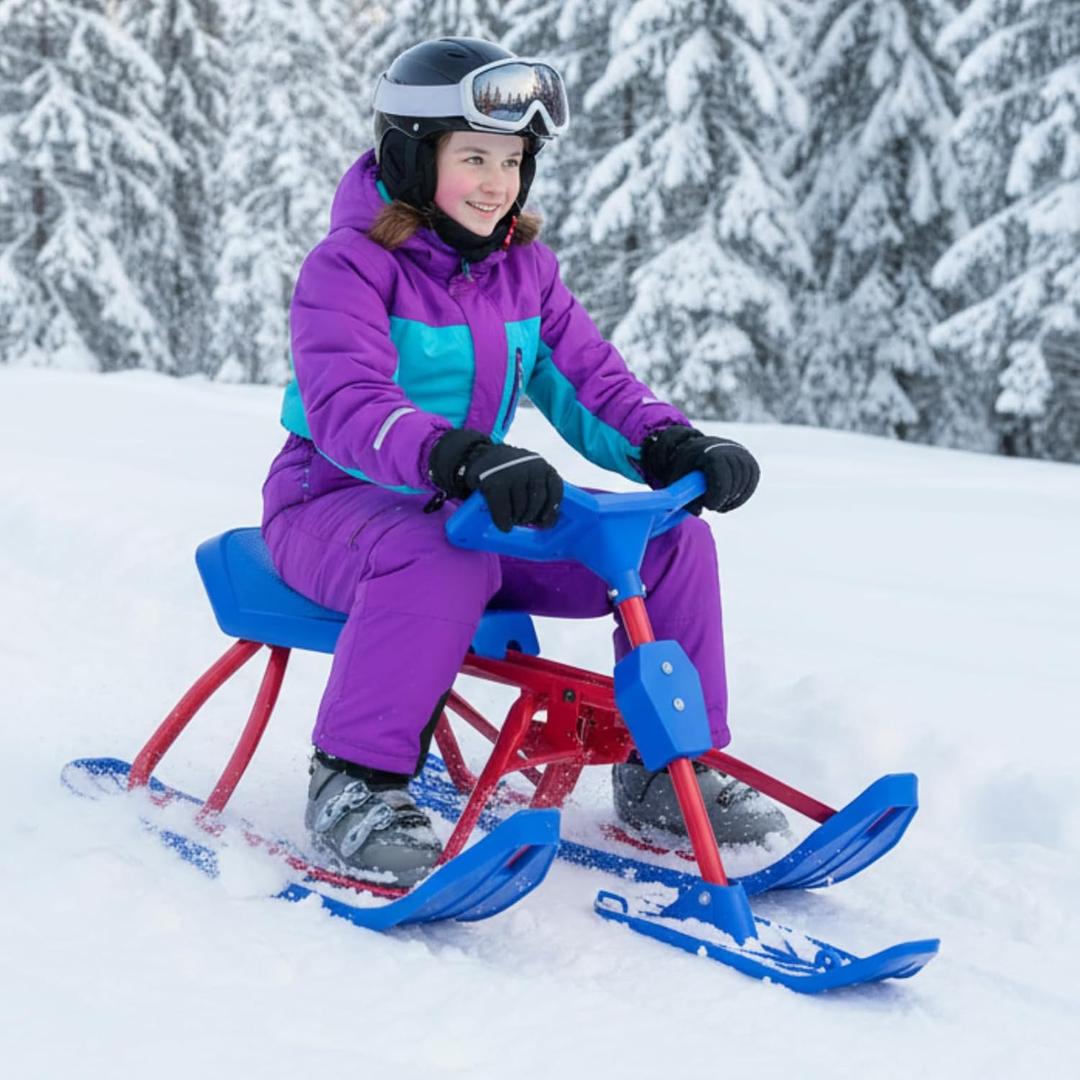 Snow Racer Sled Ski Sled Slider with Steering Wheel & Anti-Slip Seat 4. ...