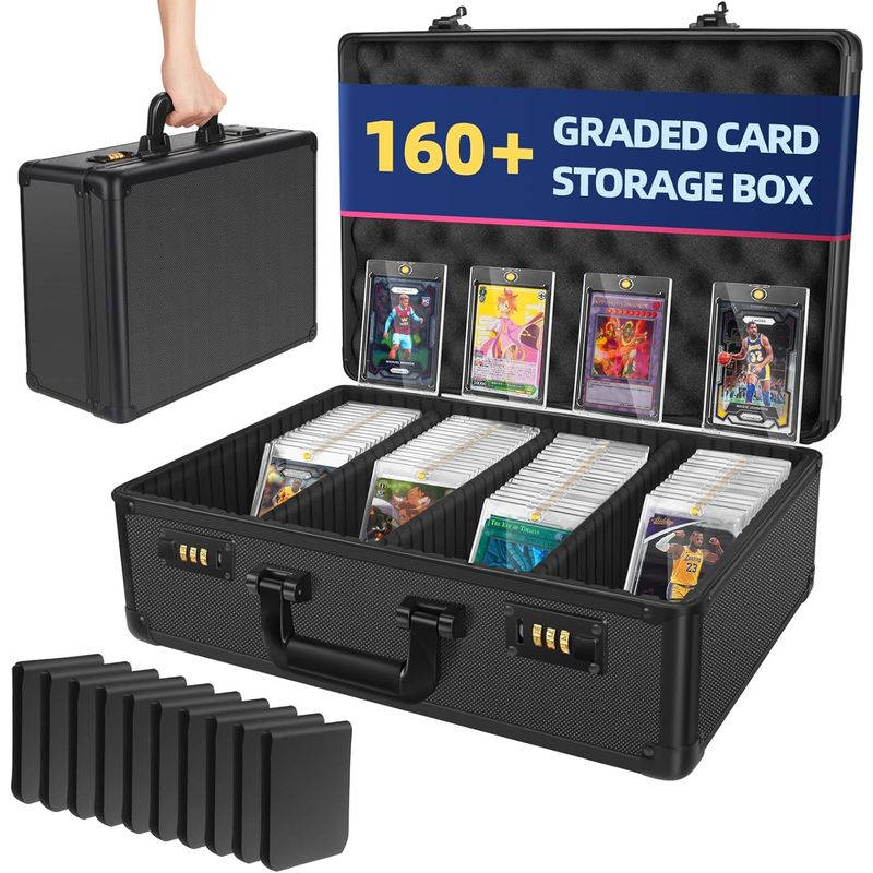 Graded Card Trading Card Storage Box with LOCK, 160+ 4 Row PSA Sports ...