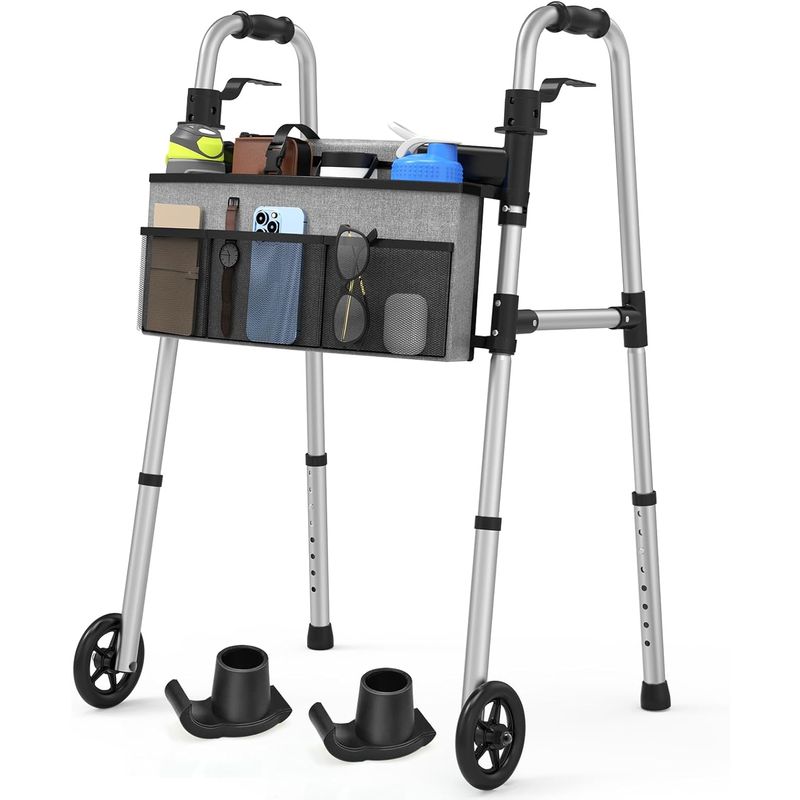 Folding Walker with Basket and Glide Skis, 5" Wheels Lightweight ...