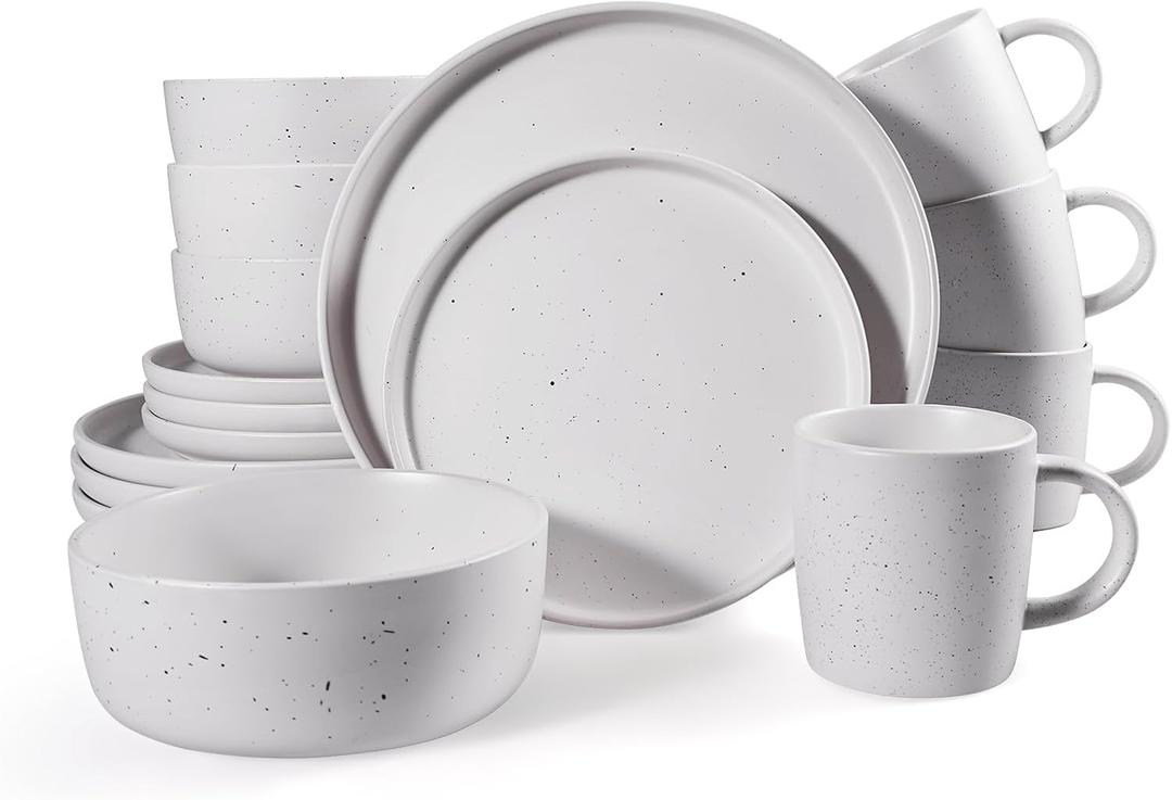Dinnerware Sets, Dish Set for 4, 16 pieces Ceramic Plates and Bowls Set ...