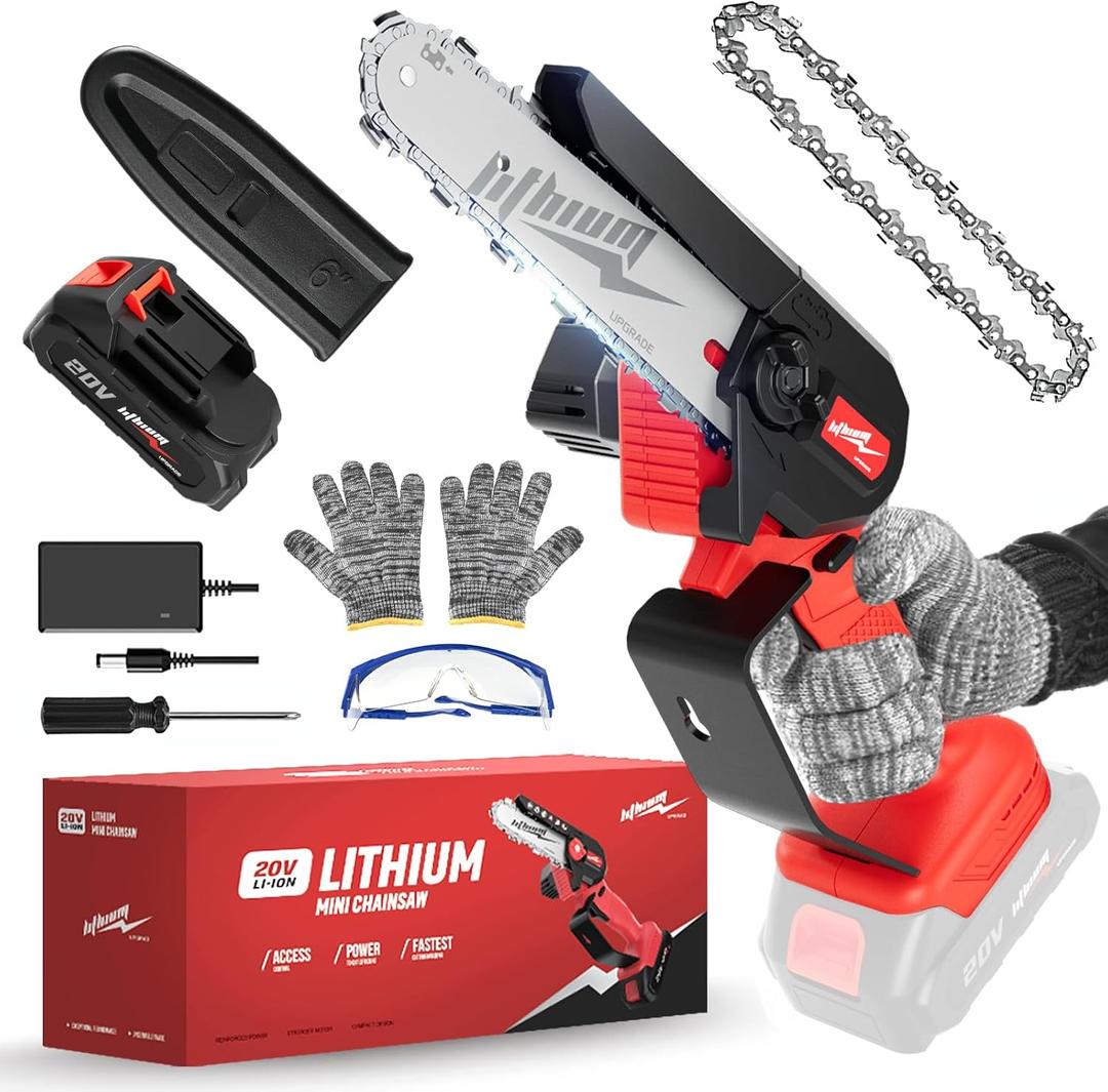 Cordless Mini Chainsaw, 20V Max Battery 6 Inch Small Chain Saw, One ...