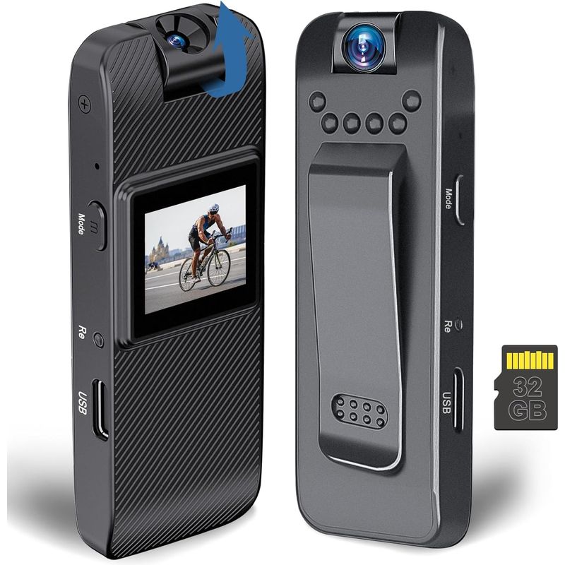 Body Cam, Mini Body Camera Video Recording with Screen, HD 1080P Small ...
