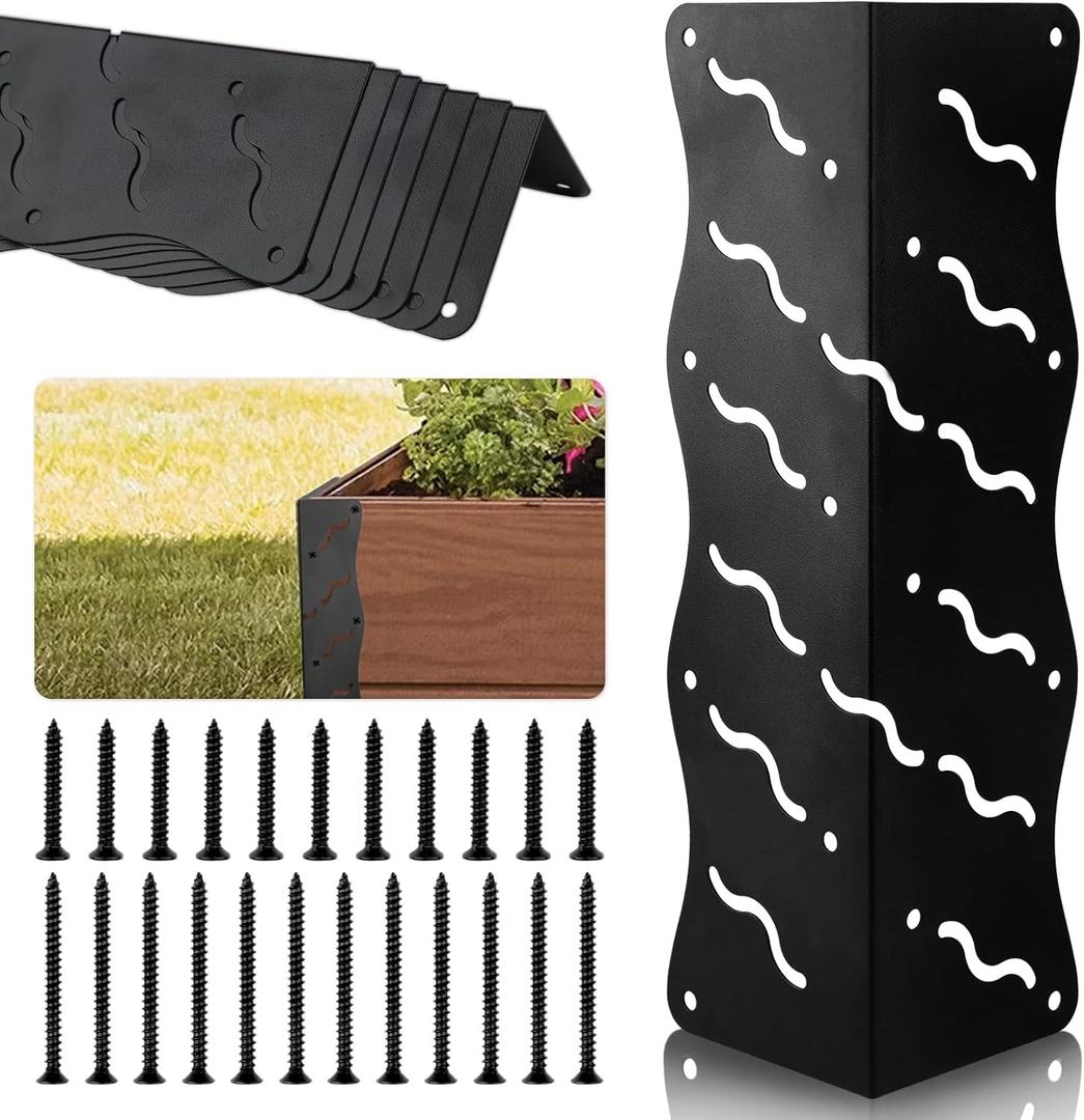 Set of 8 Raised Garden Bed Corner Brackets with Wood Screws, Rust ...