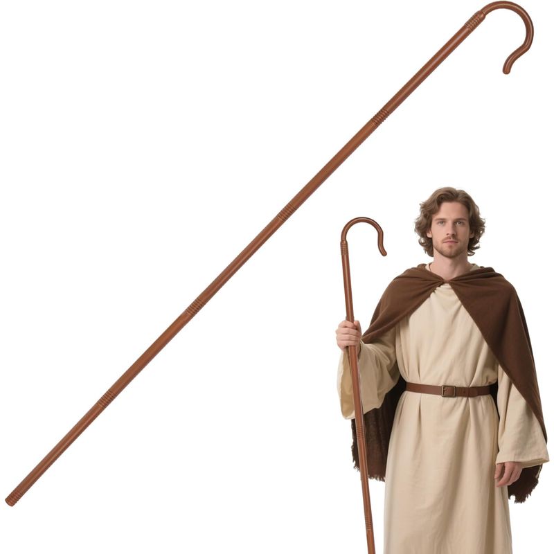 Shepherd Staff Wizard Cane Prop Halloween Fake Cane for Adult Men Women ...