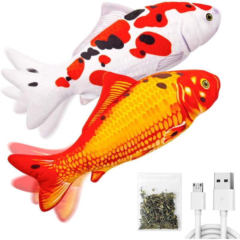 TOOGE 2 Pack 9" Floppy Fish Cat Toys with SilverVine and Catnip for ...