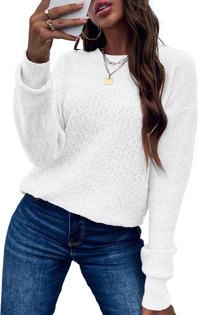 Oversized Sweaters for Women Loose Long Sleeve Crewneck Lightweight ...