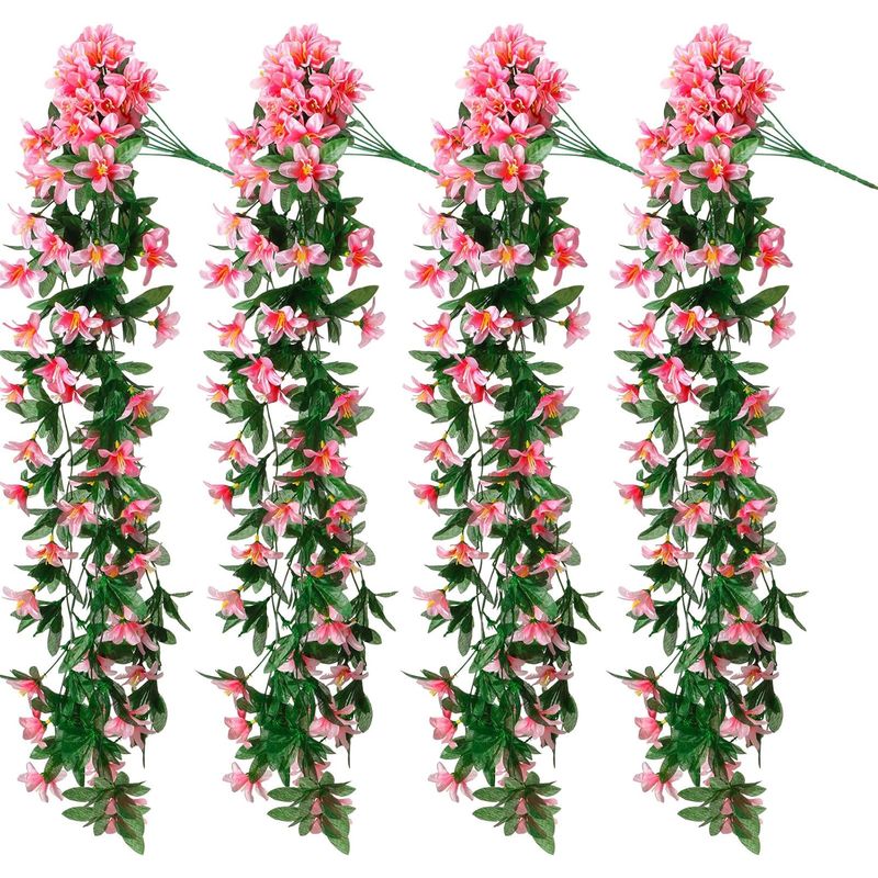 4 Pack Artificial Lily Hanging Flowers Plants,34in Artificial Hanging ...