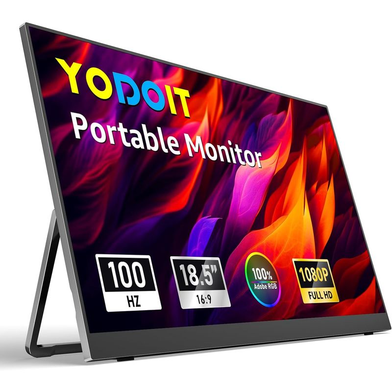 Yodoit Portable Monitor for Laptop 100Hz 18.5" FHD 1080P Screen IPS ...