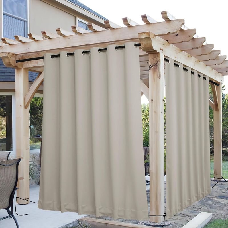 NICETOWN 2 Panels Outdoor Curtains for Patio Extra Wide 84", Waterproof ...