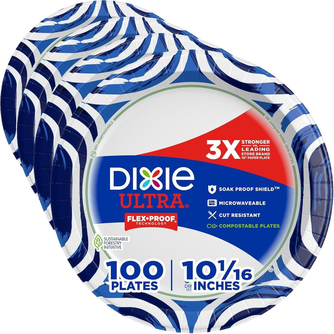 Dixie Ultra Paper Plates, Large 10 Inch | Heavy Duty | Microwave-Safe ...