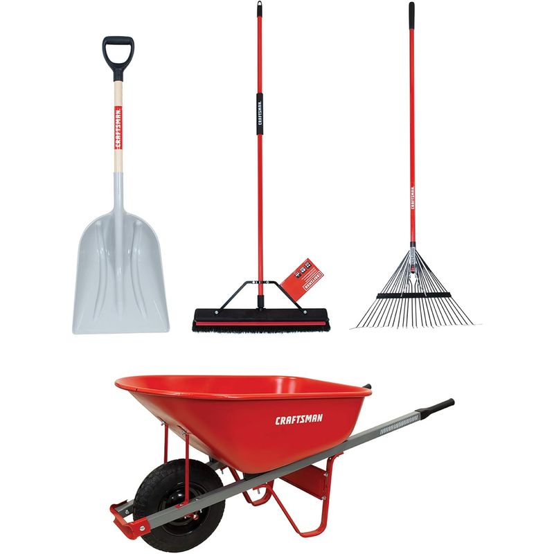 CRAFTSMAN CMXMKIT0130 4-Piece Outdoor Tool Set with D-Grip Poly Scoop ...