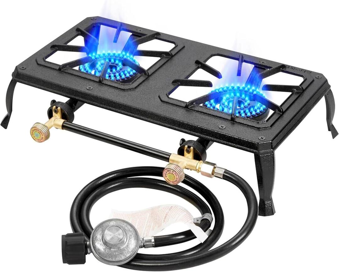 Vivicreate Cast Iron Propane Gas Stove Double Burner Heavy Duty ...