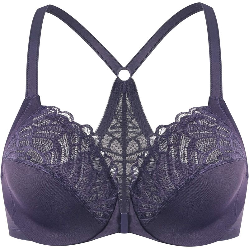 MELENECA Women's Racerback Front Closure Full Coverage Unlined Plus ...