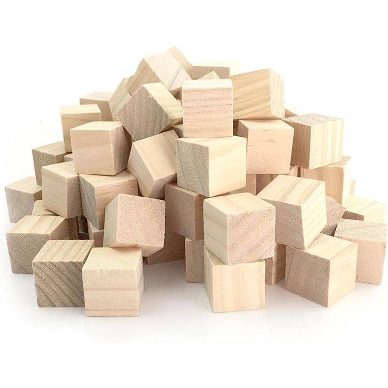 Unfinished Wooden Blocks 1 inch, Pack of 50,Small Wooden Cubes for Arts ...