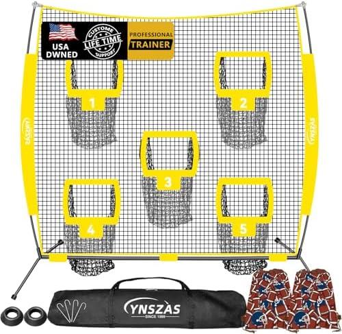 [5-in-1] Football Throwing Target Net, 8x8 FT, Portable Football ...