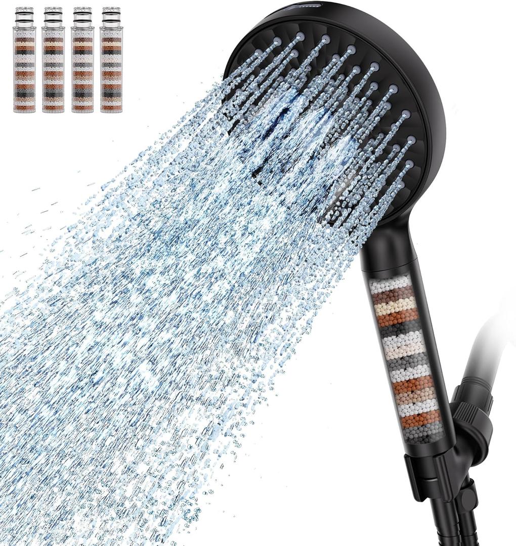 Filtered Shower Head with Handheld, High Pressure 9 Spray Mode Matte ...