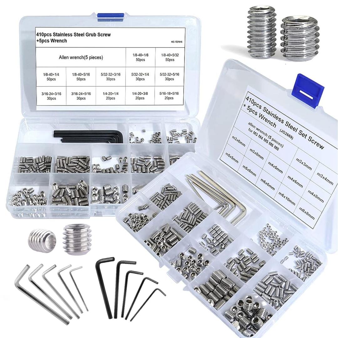 830pcs Set Screw Assortment Kit, Standard SAE + Metric Allen Head ...