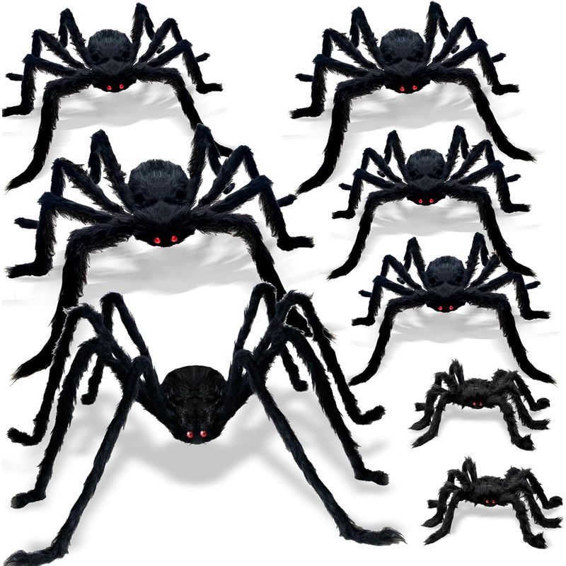 ZMCINER 8 Pcs Large Spiders Halloween Decorations - Outdoor Realistic ...