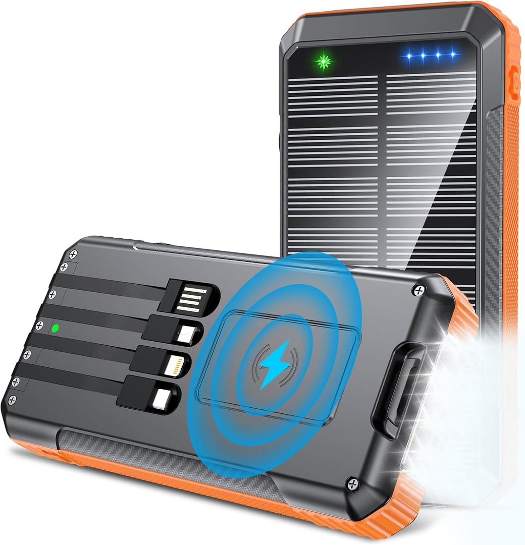 Power Bank Wireless Charger 52800mAh Built in 4 Cables 7 Outputs 22.5W ...