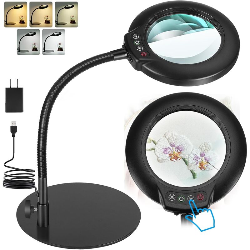 10X Magnifying Glass with Light, Real Glass Lens, 5 Color Modes ...