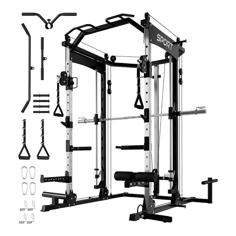 Garvee S1-V4 Smith Machine, 2000LBS Power Cage with Cable Crossover ...