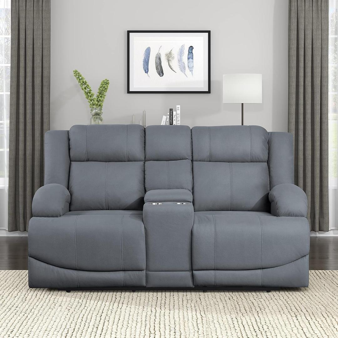 Lexicon Landwood Power Double Reclining Loveseat, Graphite Blue | Justbid