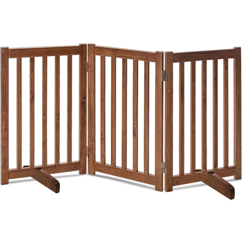 LZRS Solid Hardwood Freestanding Pet Gate,Wooden Dog Gates Indoor for ...