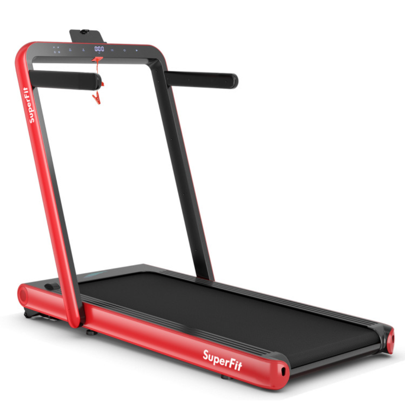 4.75HP 2 In 1 Folding Treadmill W/Remote APP Control - Red | Justbid