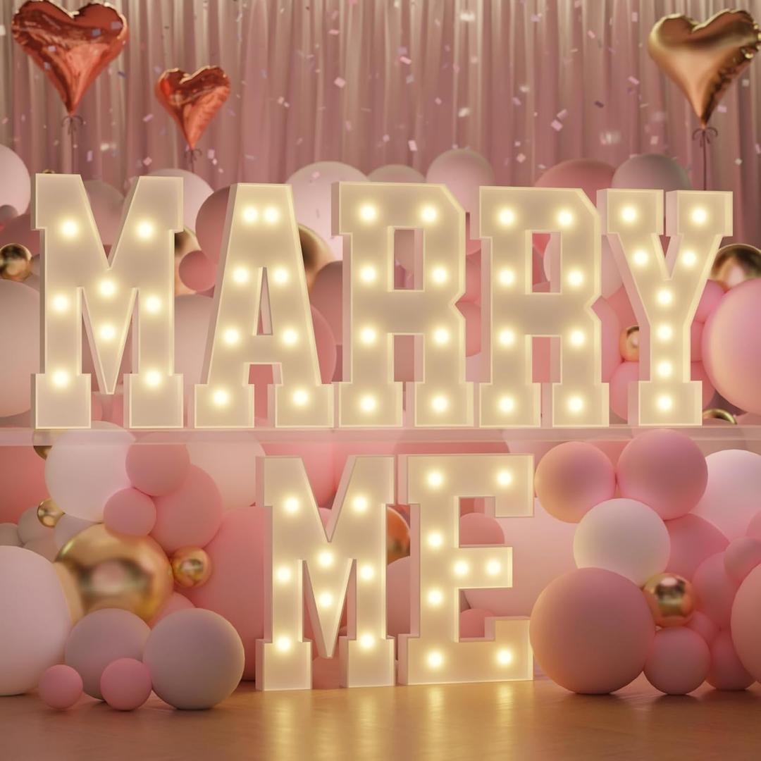 imprsv Marry Me Light Up Letters Yellow Light Marry Me Signs 3FT for ...