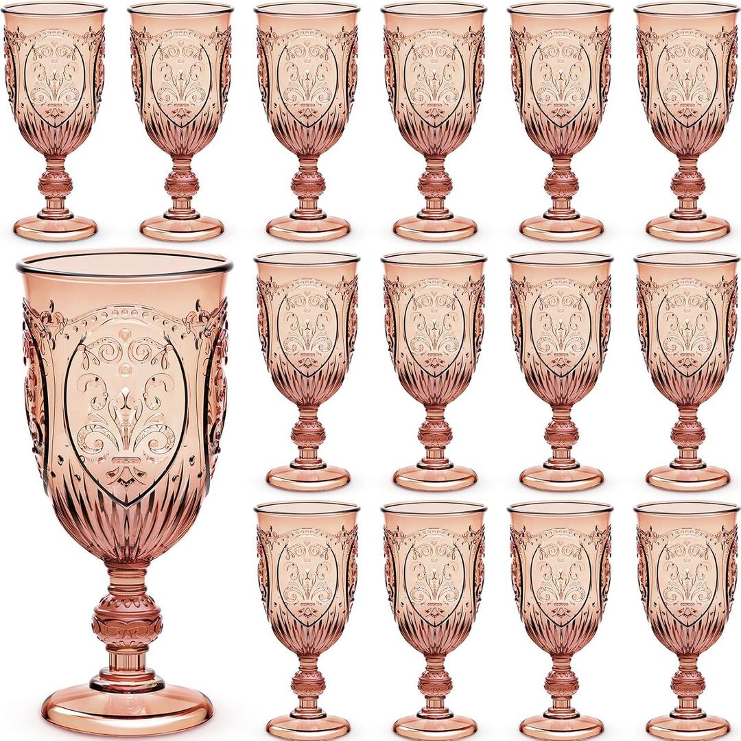 24 Pcs Plastic Goblets 7.5oz Vintage Goblet Plastic Wine Glasses ...