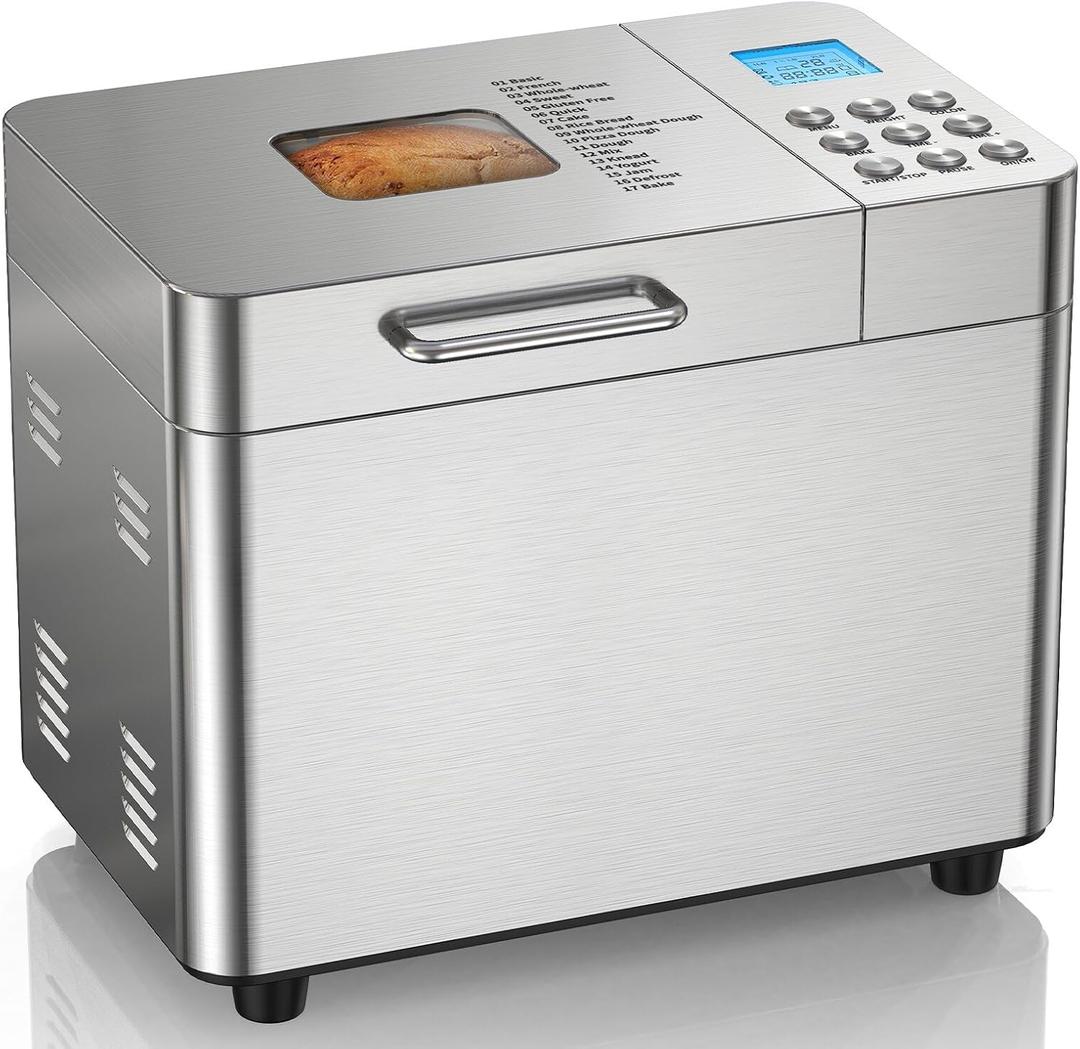 2LB Bread Maker Machine, OSIPOTO 17 in 1 Automatic Stainless Steel ...