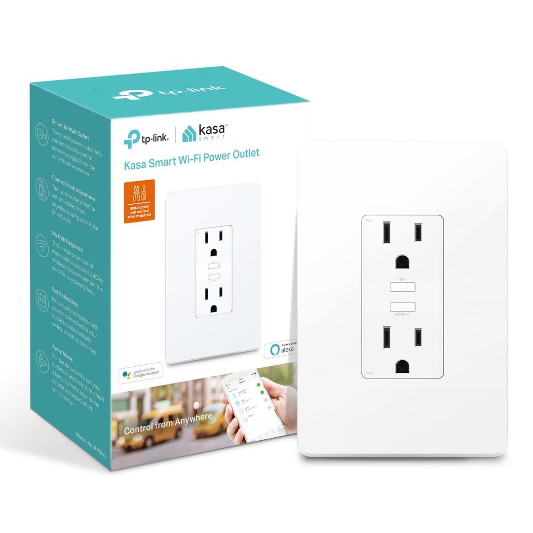 Kasa Smart Plug KP200, In-Wall Smart Home Wi-Fi Outlet Works with Alexa ...