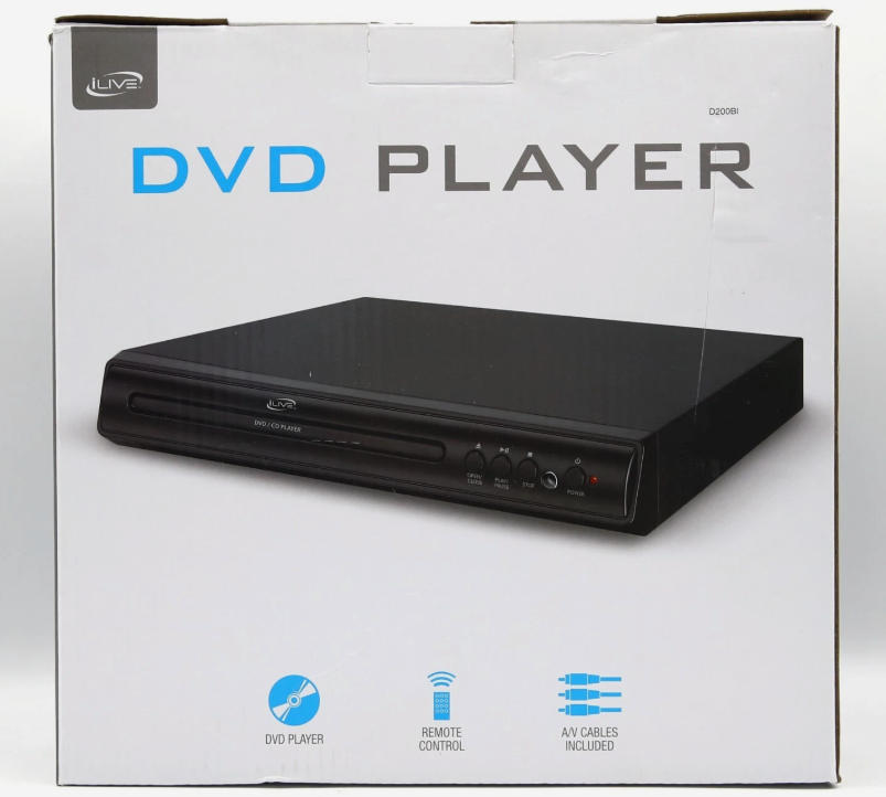 iLive DVD Player, Remote Control & Video Cables Included, D200Bi | Justbid