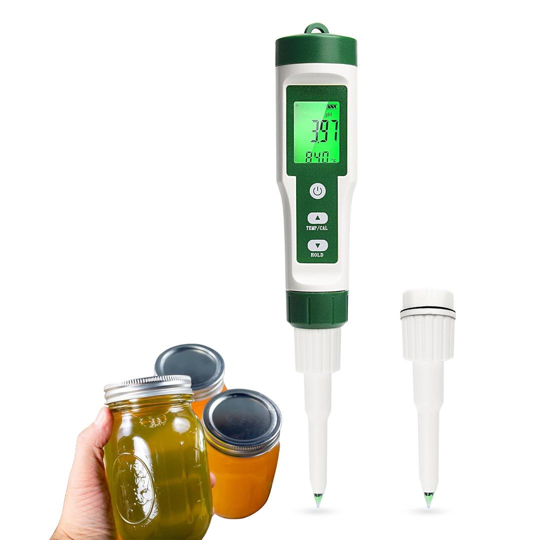 Digital pH Meter for Food, Food pH Tester with 2 pH Probe for Fermented ...